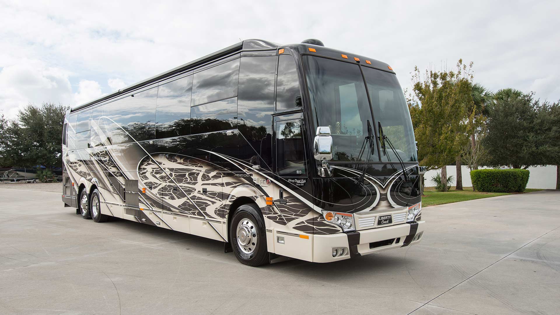 Liberty-Coach-803-Exterior-Front - Custom Luxury Motorcoach