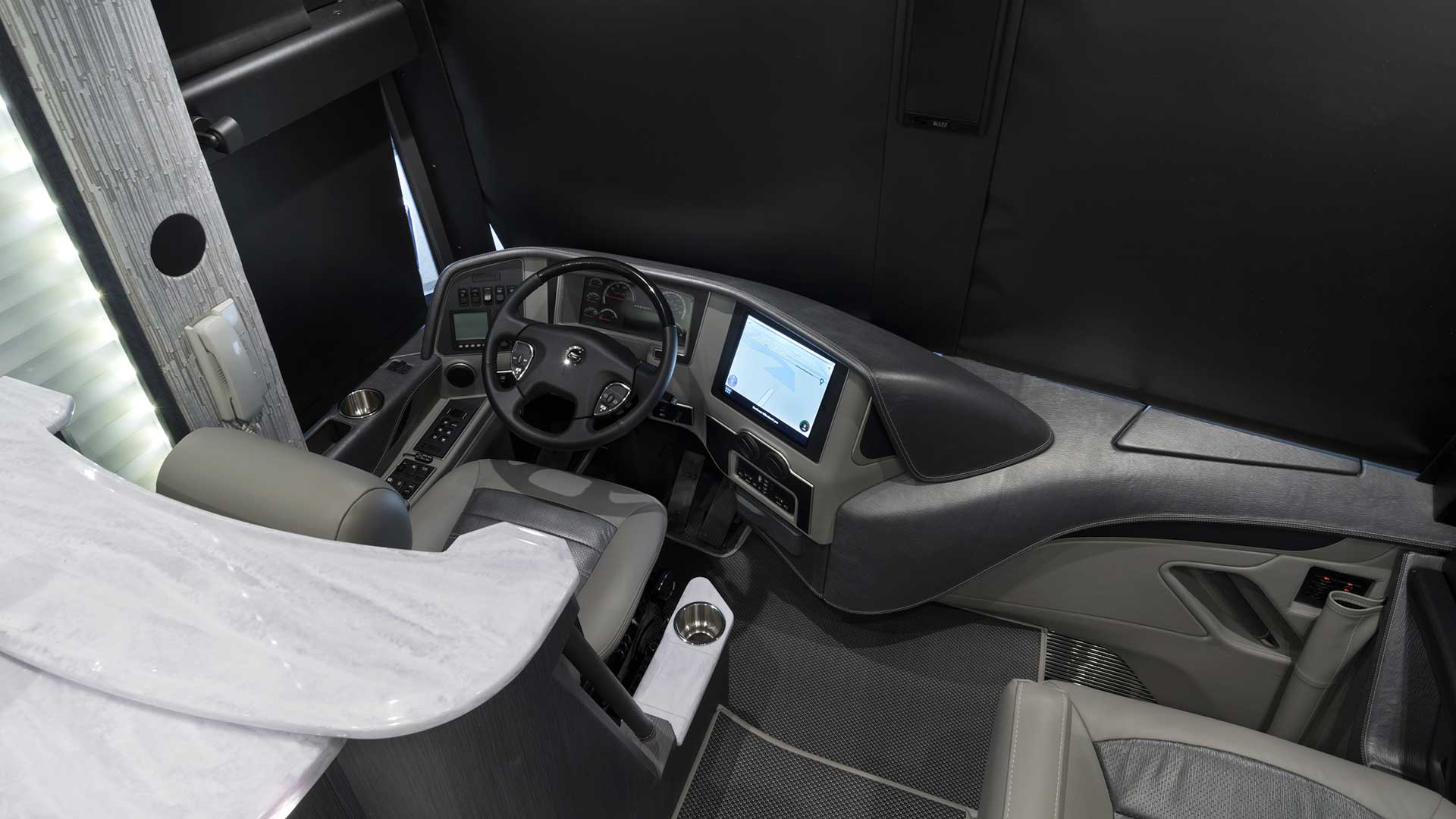 Liberty Coach 837 Cockpit - Custom Luxury Motorcoach
