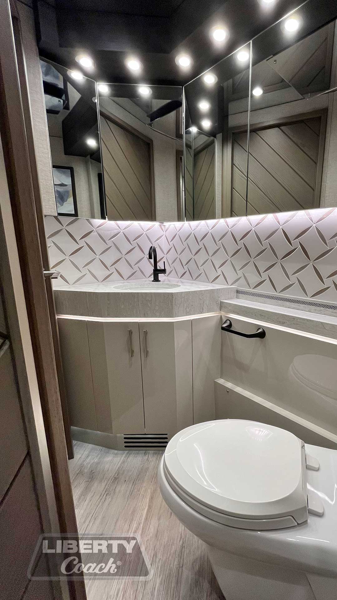 Liberty-Coach-5422-Bathroom-4-Gallery - Custom Luxury Motorcoach