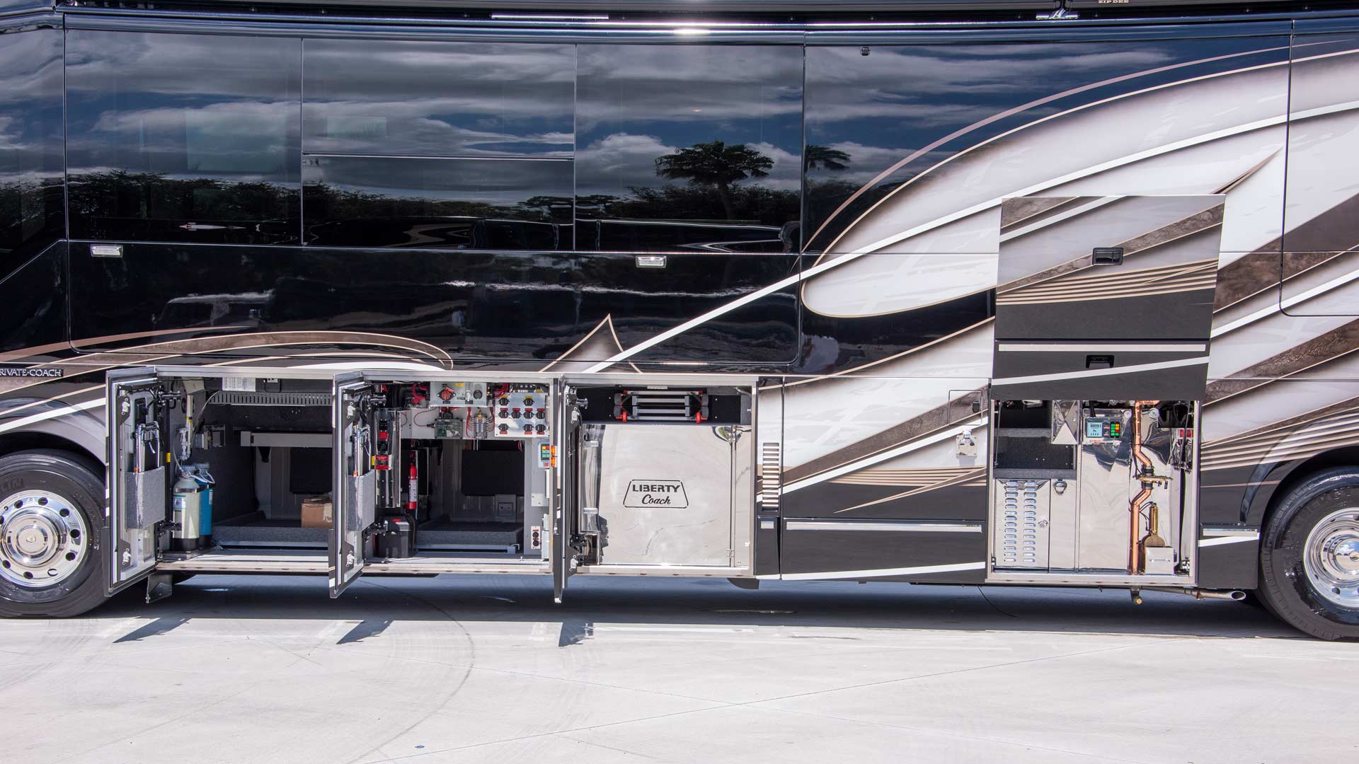Liberty-Coach-857-A-Exerior-Storage-Gallery - Custom Luxury Motorcoach