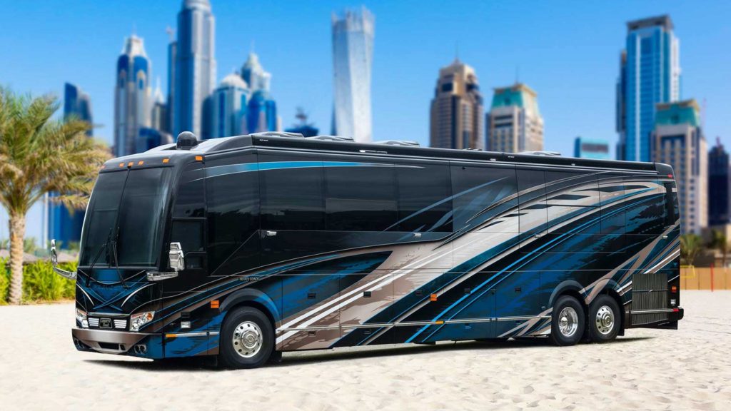 Liberty-Coach-884-Exterior-Dubai-Beach - Custom Luxury Motorcoach