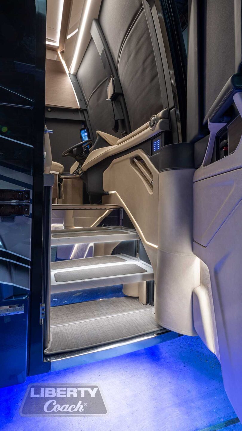Liberty-Coach-902-Cockpit-Entrance-Gallery - Custom Luxury Motorcoach